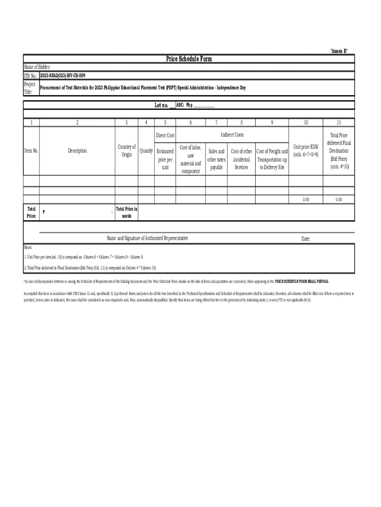 Fillable Online Procurement of Test Materials for 2023 Philippine ...