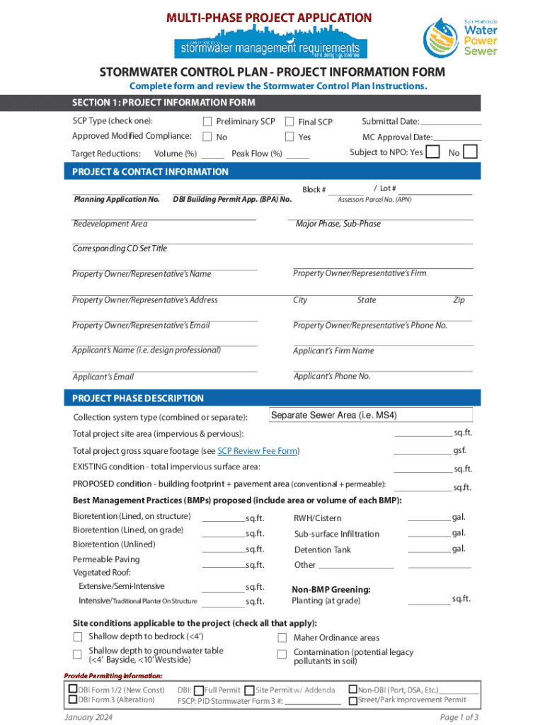 Fillable Online Stormwater Control Plan for Regulated Projects Template ...