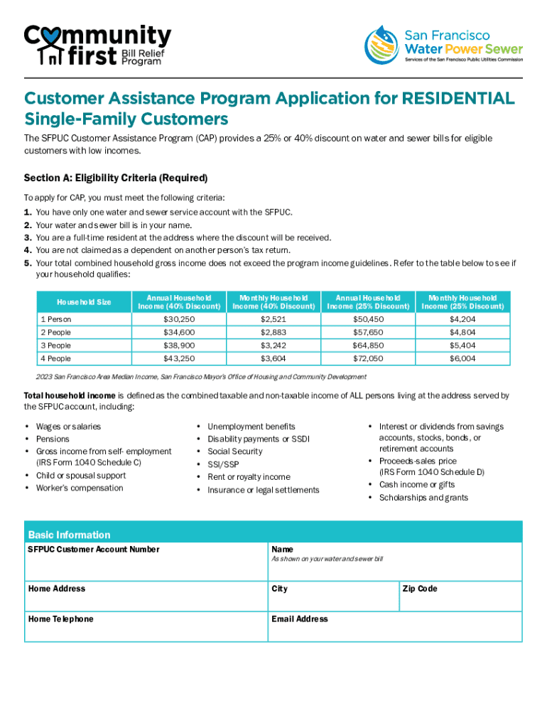 Fillable Online Customer Assistance Program Application for ... Fax Email Print - pdfFiller