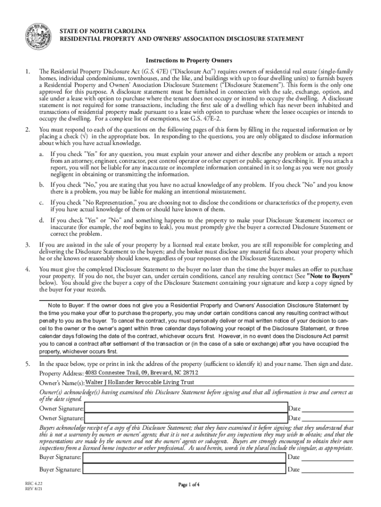 Fillable Online Instructions to Property Owners 1. The Residential ...