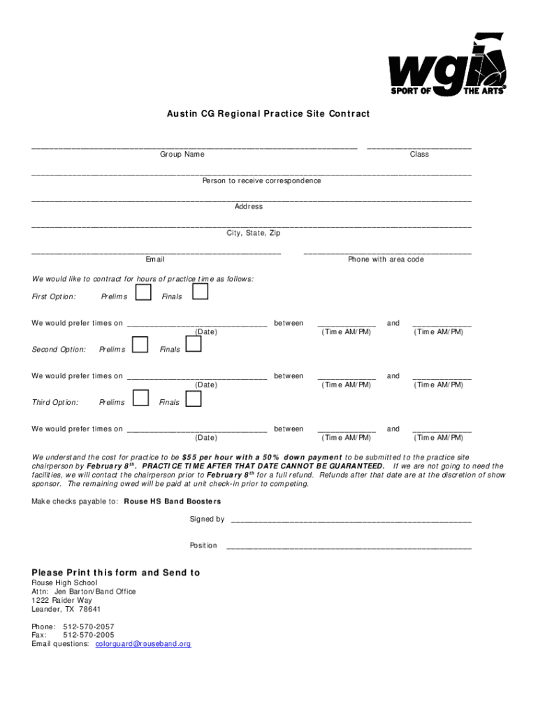 Fillable Online Austin CG Regional Practice Site Contract Fax Email ...