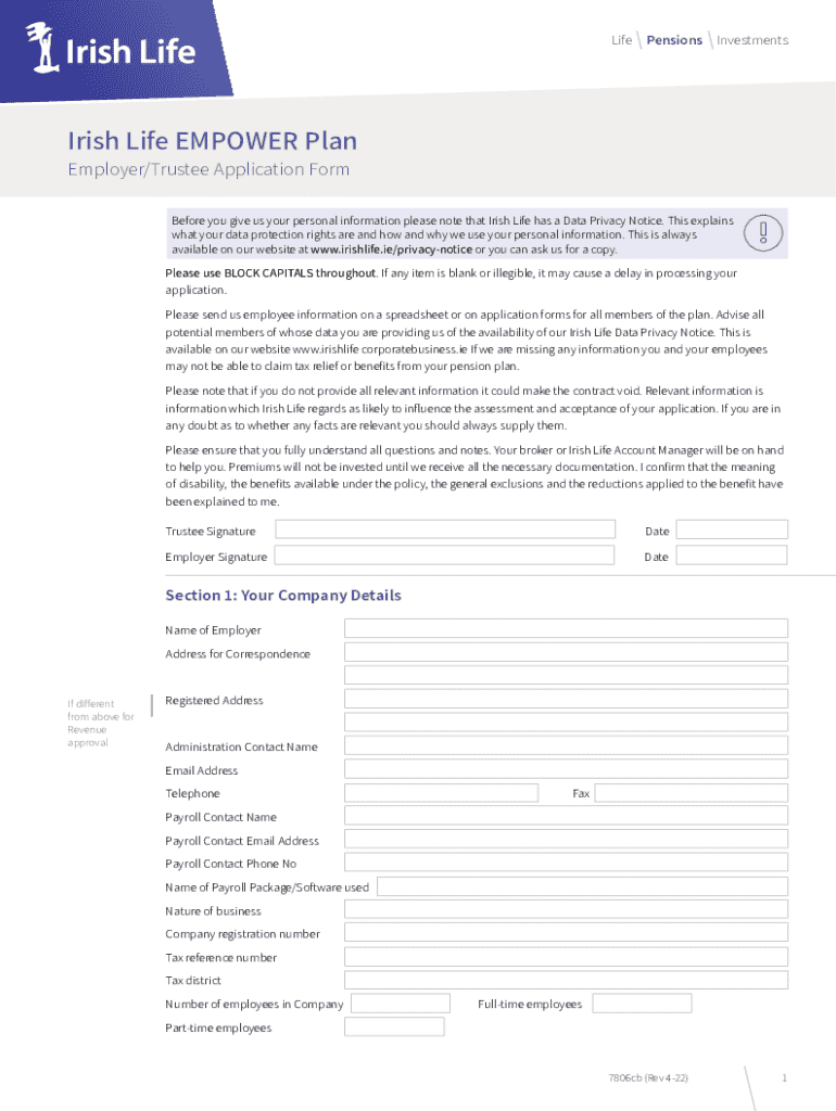 Fillable Online empower retirement solutionplan - employee application ...