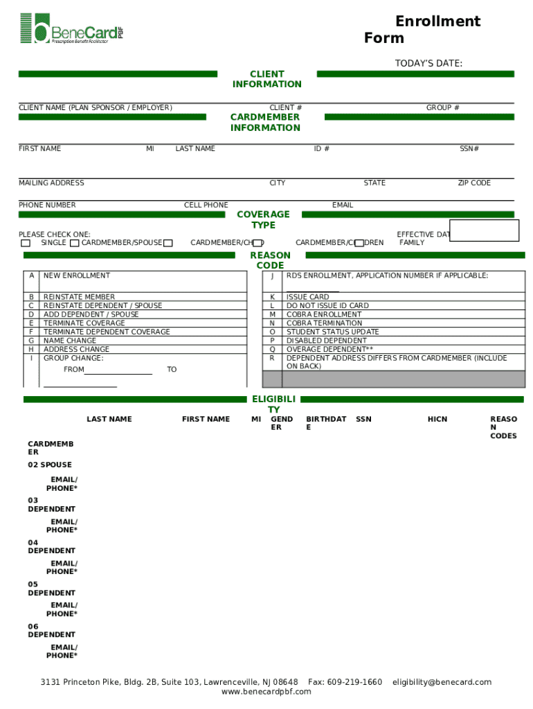 Benecard Enrollment Doc Template | pdfFiller