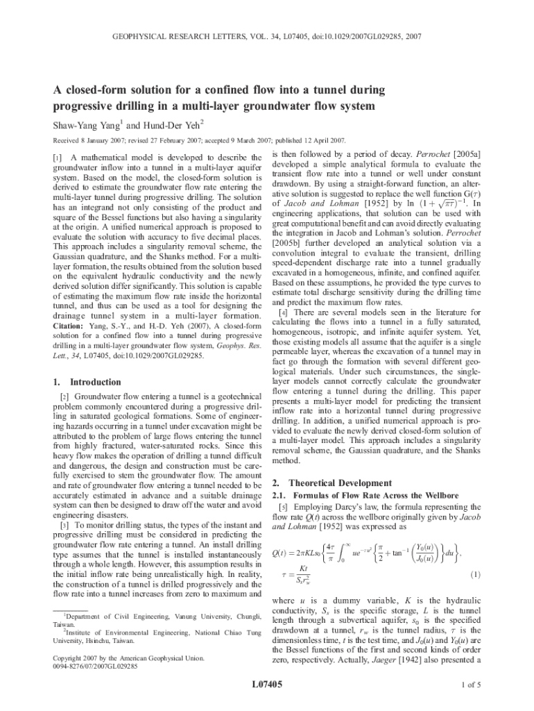 Fillable Online A closed-form solution for a confined flow into a tunnel ... Fax Email Print ...