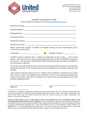 Fillable Online PAYMENT PLAN REQUEST FORM Please submit your request to ...