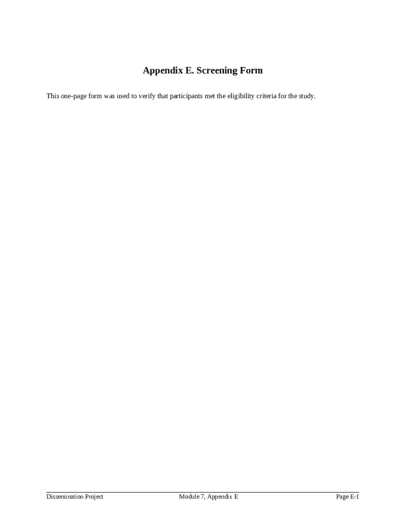 Appendix A: Participant recruitment screening Doc Template | pdfFiller