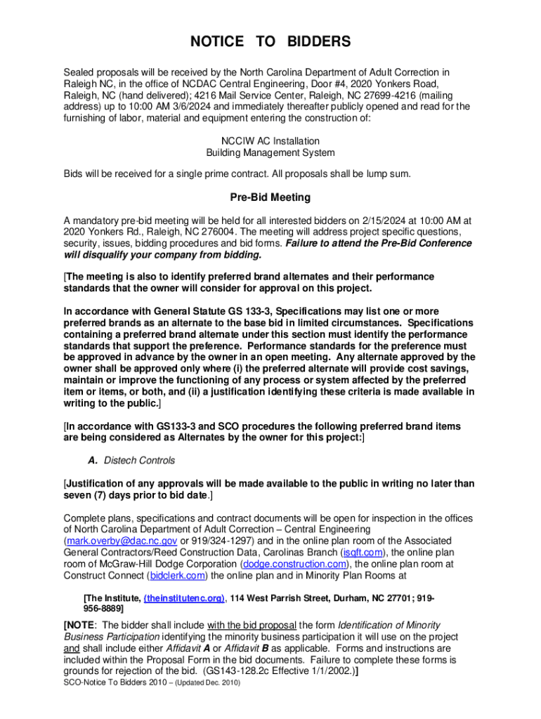 Fillable Online adult correction ncdac central Bids, RFP & Government ...