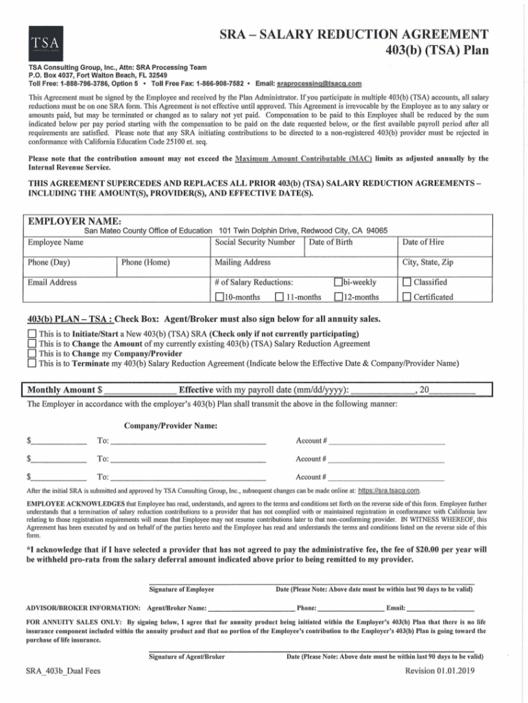 Fillable Online 2022 403(b) Plan Salary Reduction Authorization Form ...