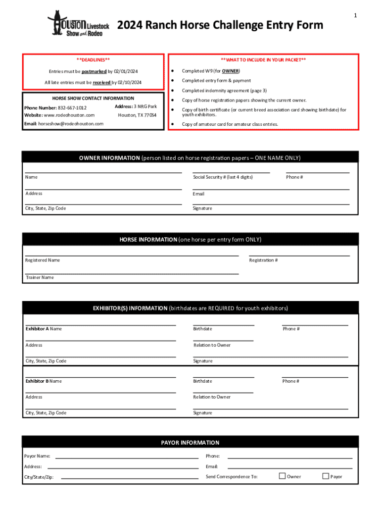 Fillable Online 2024 Ranch Horse Challenge Entry Form Fax Email Print ...