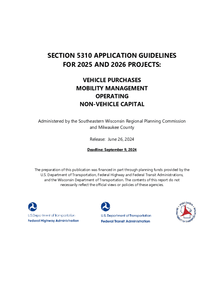 Fillable Online Section 5310 Application Guidelines for 2025 and 2026 ...