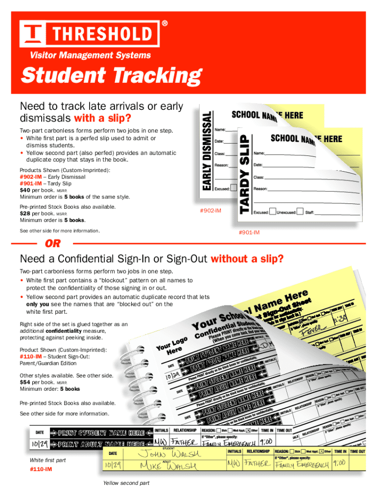 Fillable Online Spiral Bound with 400 Slips (Early Dismissal) Two-Part ... Fax Email Print ...