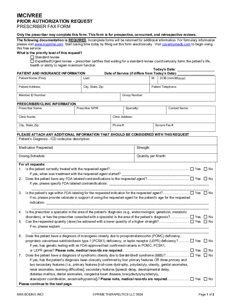 Fillable Online Imcivree Prior Authorization Request Form Fax Email Print - pdfFiller