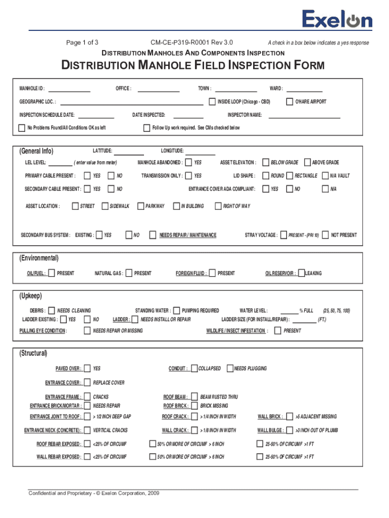 Fillable Online Distribution Manholes And Components Inspection Forms ...