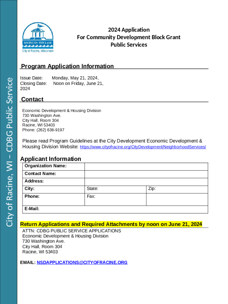 News FlashCity Extends Its 2024 CDBG Application Doc Template | pdfFiller