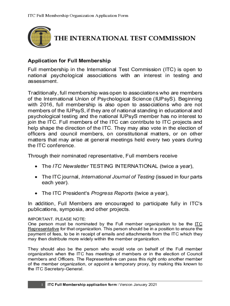 Fillable Online application for itc full membership Fax Email Print ...