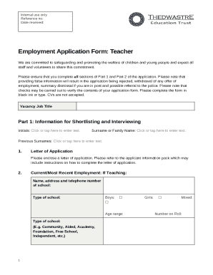 CORE Teaching Staff Application Doc Template | pdfFiller