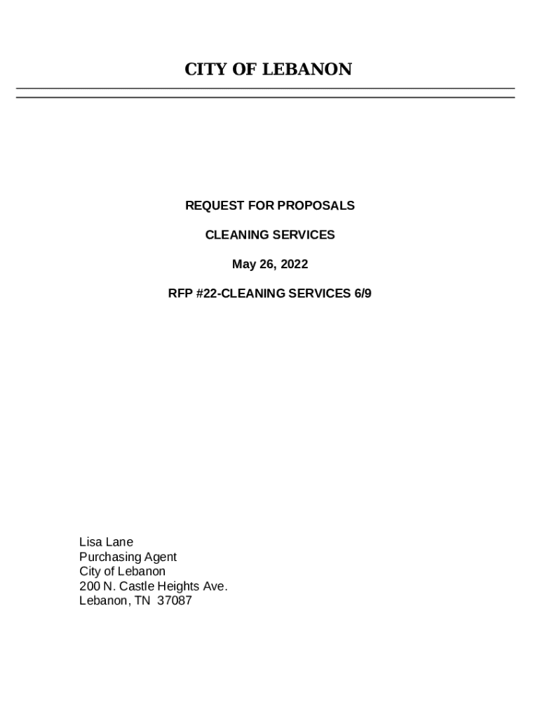 RFP #0524 Sanitation Building Cleaning Services Doc Template | pdfFiller