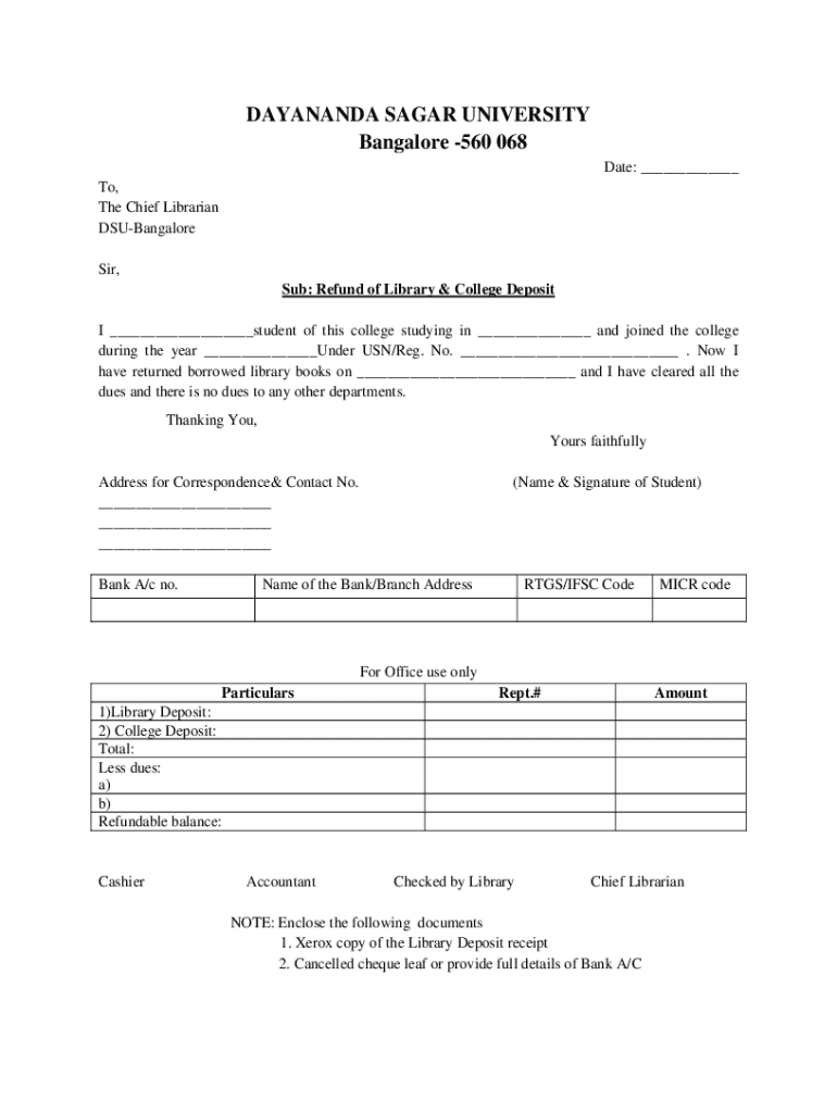 Fillable Online Library Caution Deposit Refund Form Fax Email Print - pdfFiller