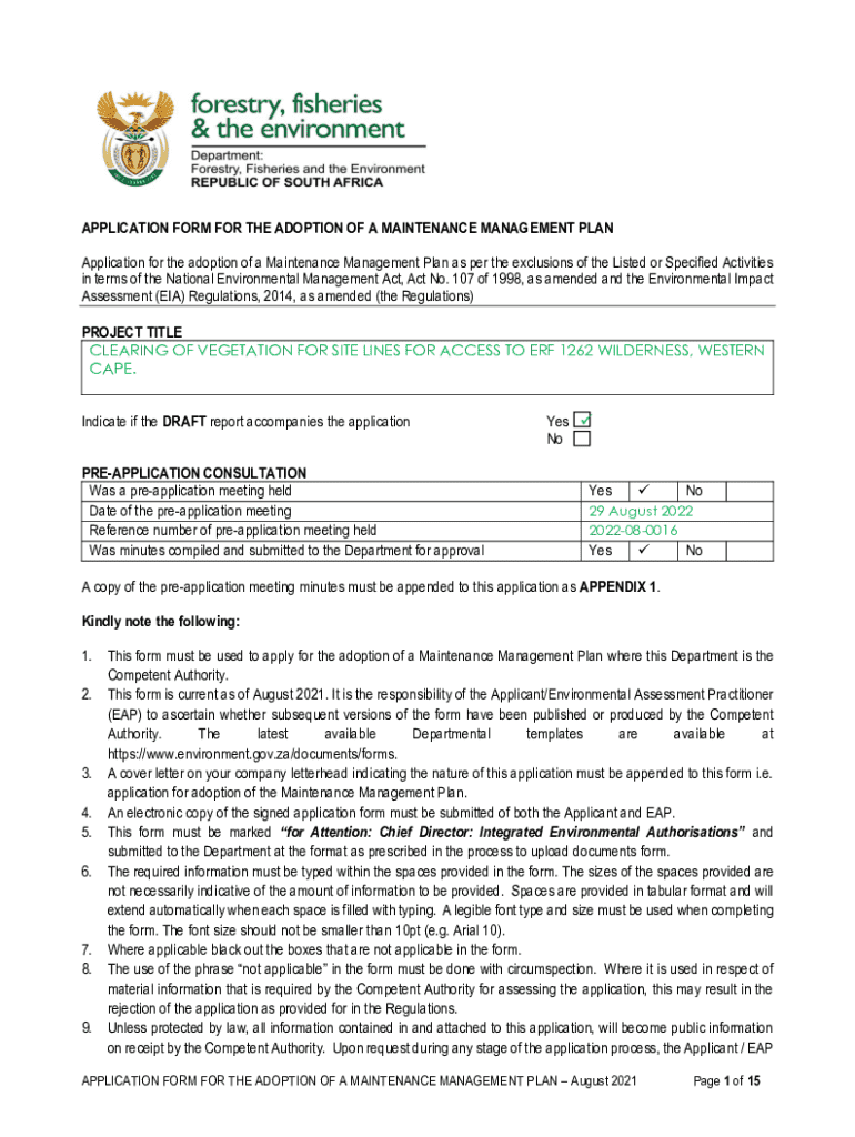 Fillable Online Draft Maintenance Management Plan Policy Guideline Fax ...
