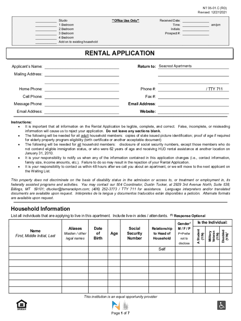 Fillable Online Return to: Seacrest Apartments Fax Email Print - pdfFiller