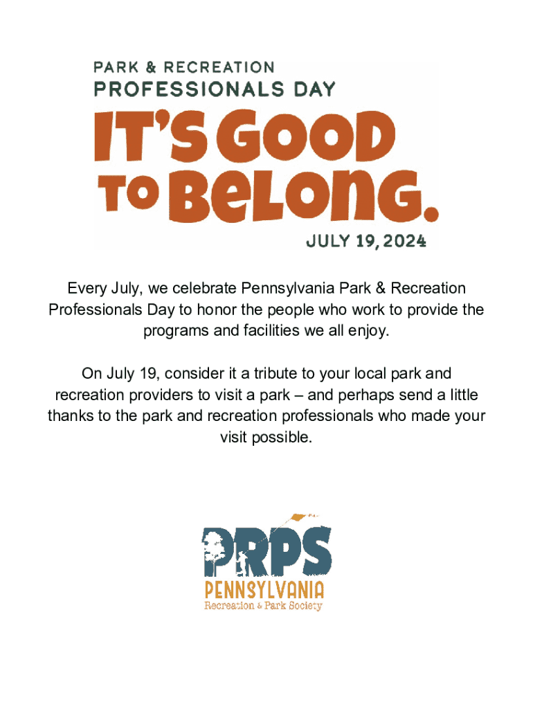 Fillable Online 2024 Park & Recreation professionals day toolkit Fax ...