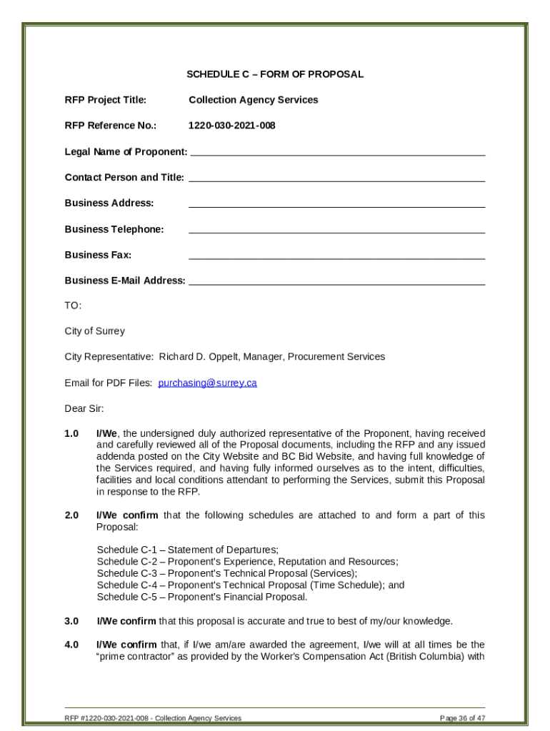 RFP Project Title:Collection Agency Services Doc Template | pdfFiller