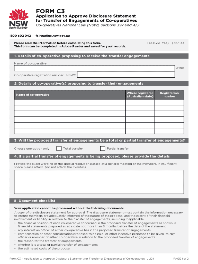 Fillable Online Form C3 - Application to Approve Disclosure Statement ...