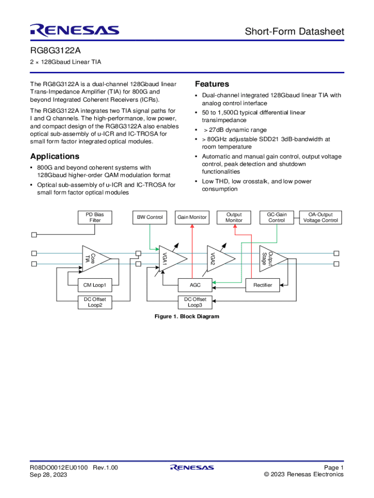 Fillable Online RG8G3122A Short-Form Datasheet Fax Email Print - pdfFiller