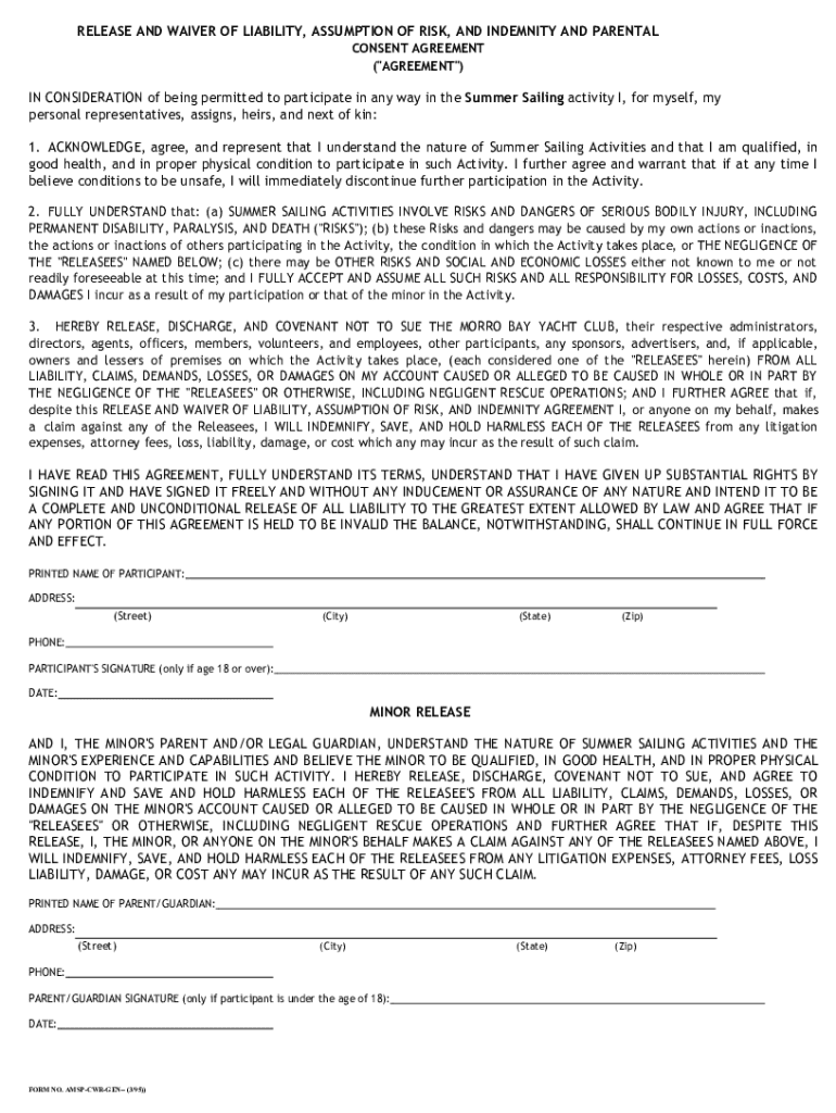 Fillable Online INDIVIDUAL LIABILITY WAIVER & RELEASE FORM ( ... Fax Email Print - pdfFiller