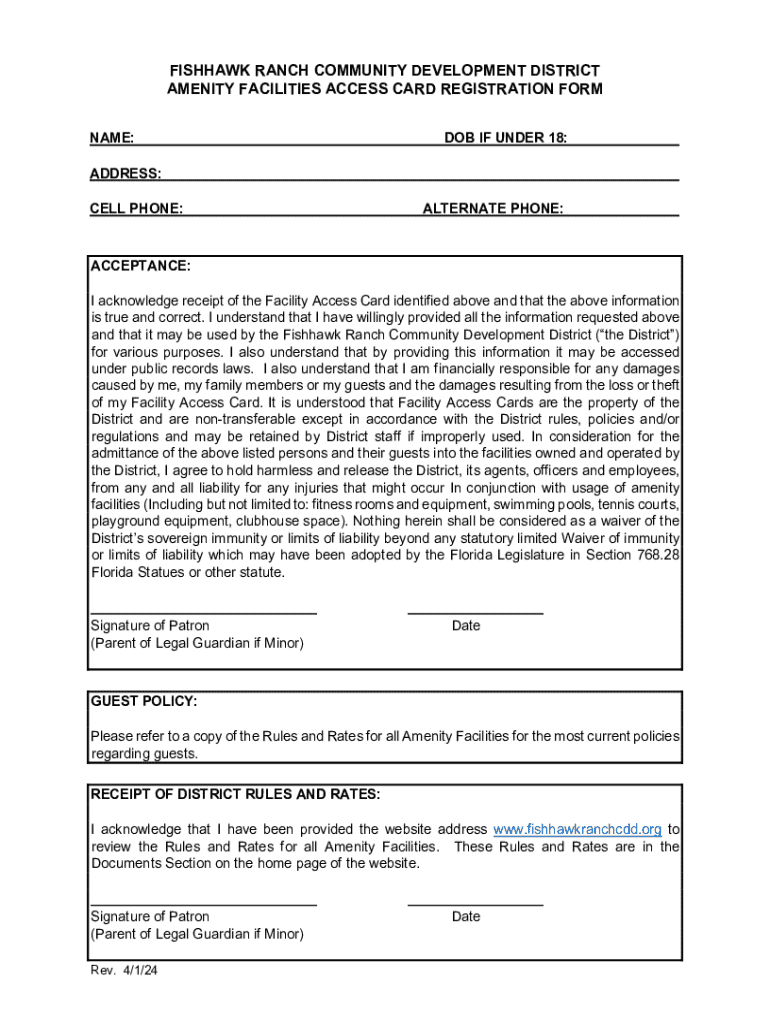 Fillable Online FISHHAWK RANCH COMMUNITY DEVELOPMENT DISTRICT Fax Email ...