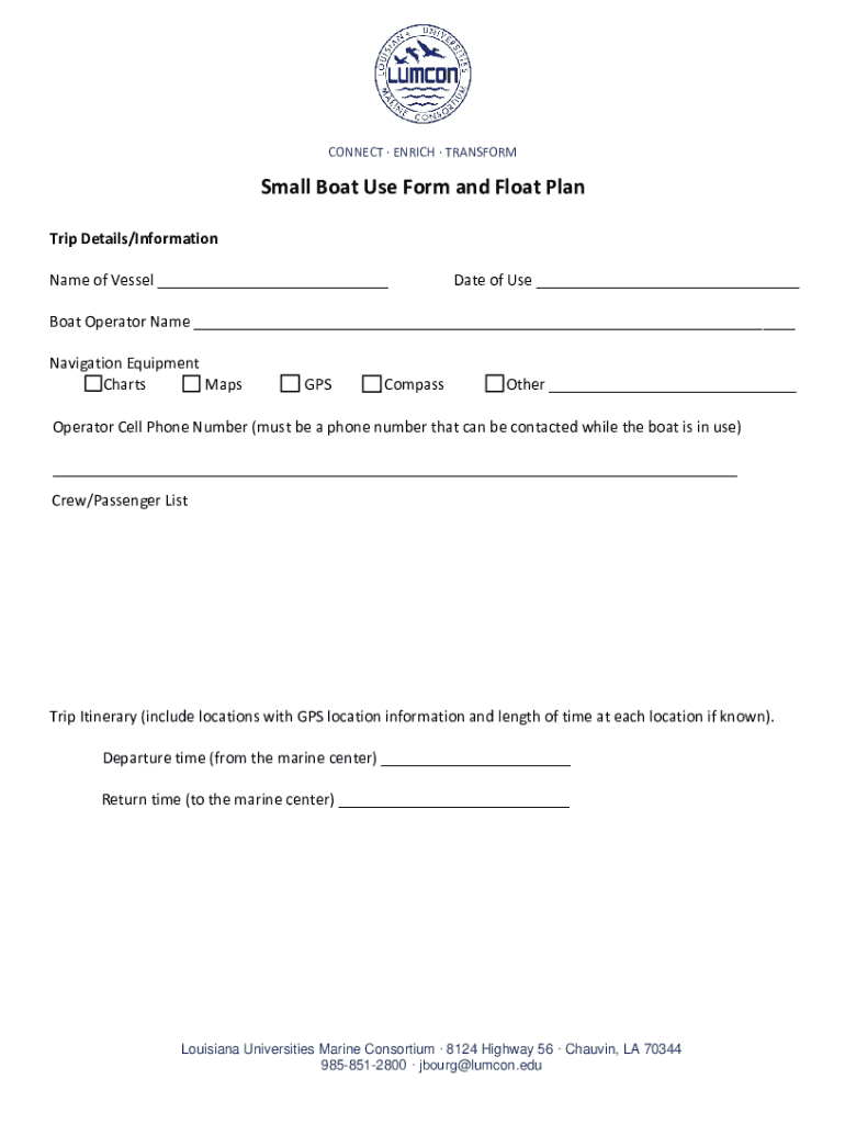 Fillable Online What Information Should a Float Plan Contain? Fax Email ...