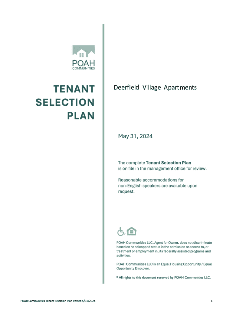 Fillable Online Hillyo Manor Tenant Selection Plan Table of Contents ...