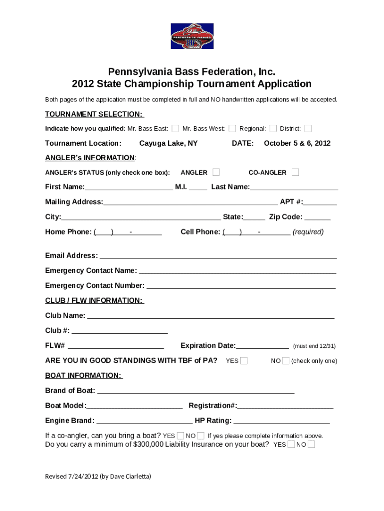 Tournament s & Applications Doc Template | pdfFiller