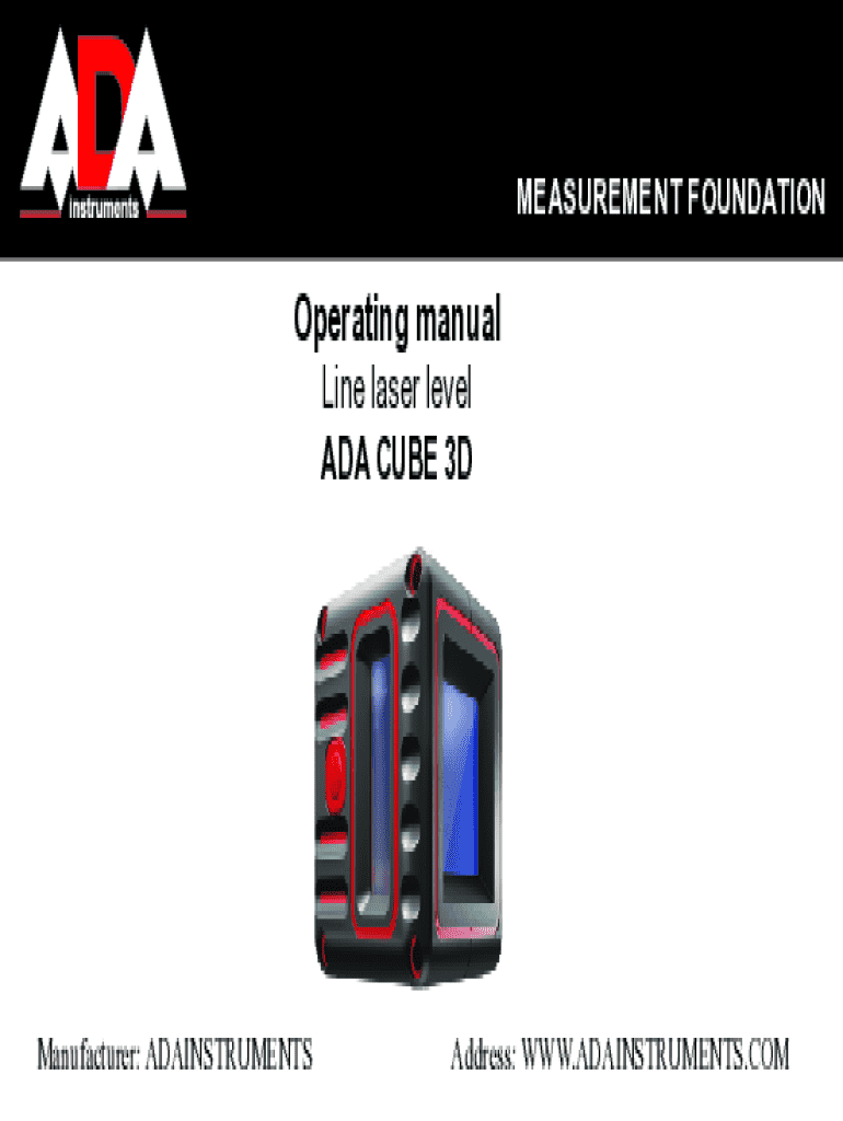 Fillable Online ADA CUBE 3-360 Basic Edition with 3x360 green lines Fax Email Print - pdfFiller