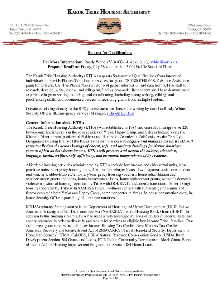 Fillable Online Randy White - Karuk Tribe Housing Authority Fax Email ...