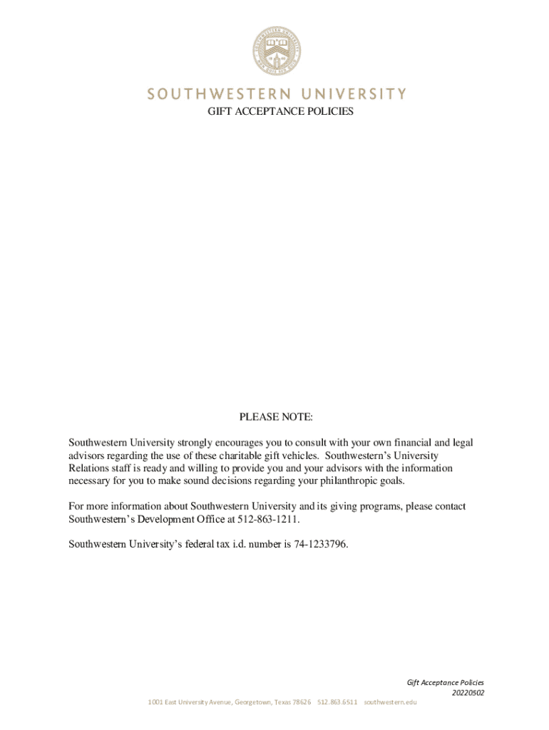 Fillable Online What\'s New at Southwestern University - Planned Giving Fax Email Print - pdfFiller