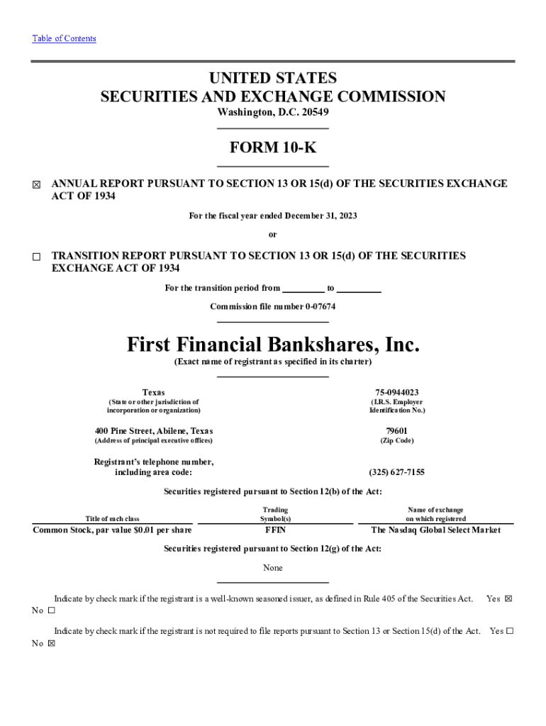 Fillable Online First Financial Bankshares, Inc. Fax Email Print ...