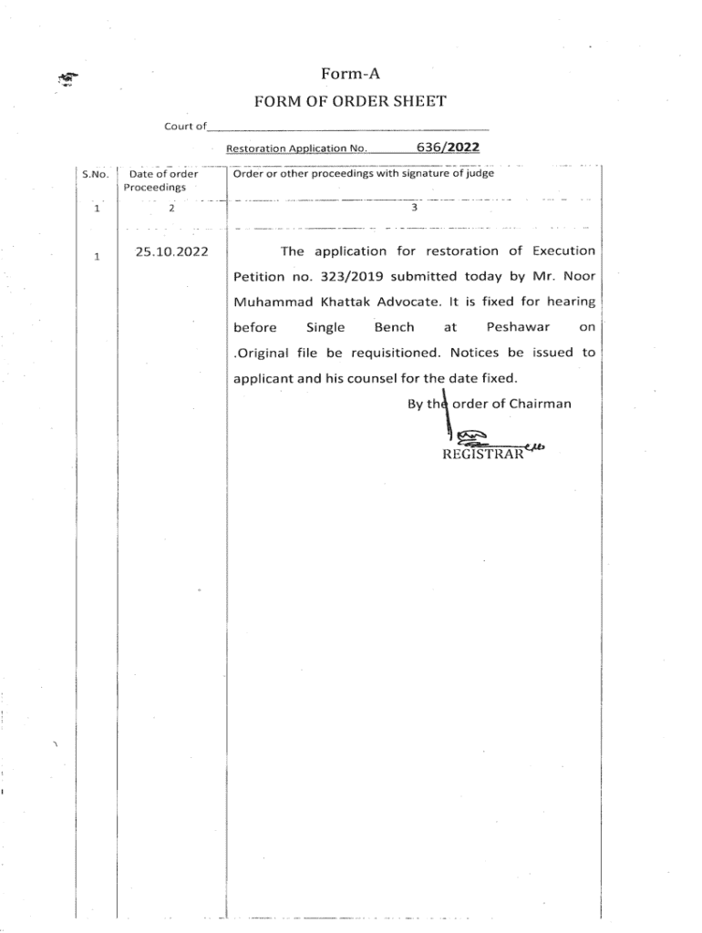 Fillable Online The application for restoration of Execution Fax Email Print - pdfFiller