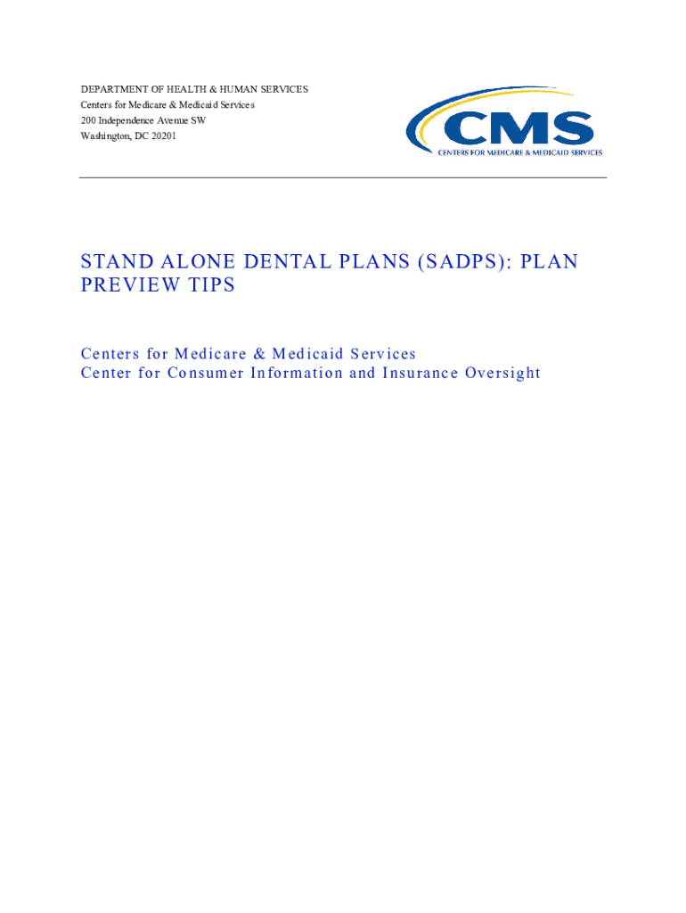 Fillable Online Stand Alone Dental Plans (SADPs). Stand Alone Dental ...