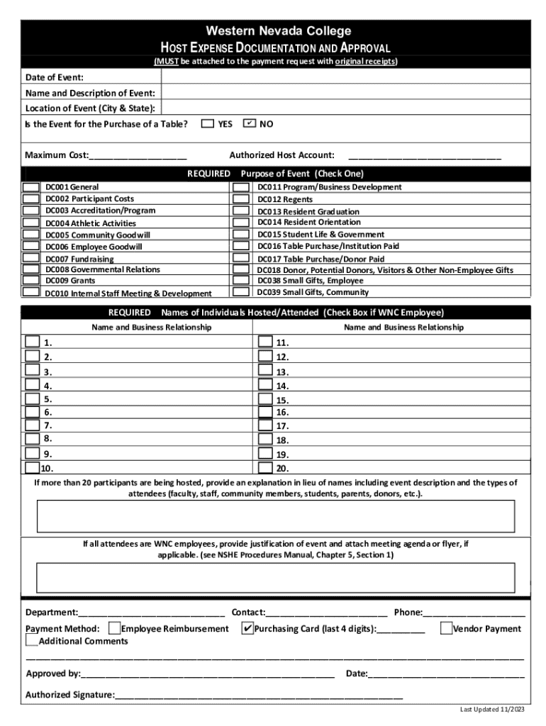 Fillable Online Host Expense Form Fax Email Print - pdfFiller