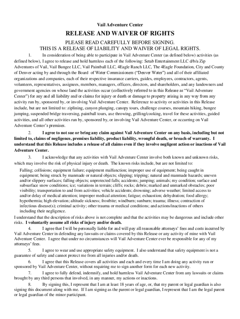 Fillable Online RELEASE AND WAIVER OF RIGHTS Fax Email Print - pdfFiller