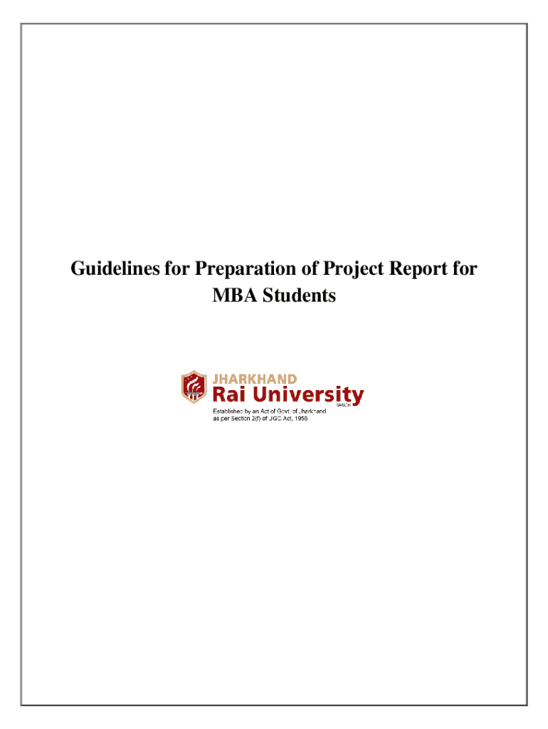 Fillable Online Project Format MBA - Suggested format for Preparation of ... Fax Email Print ...