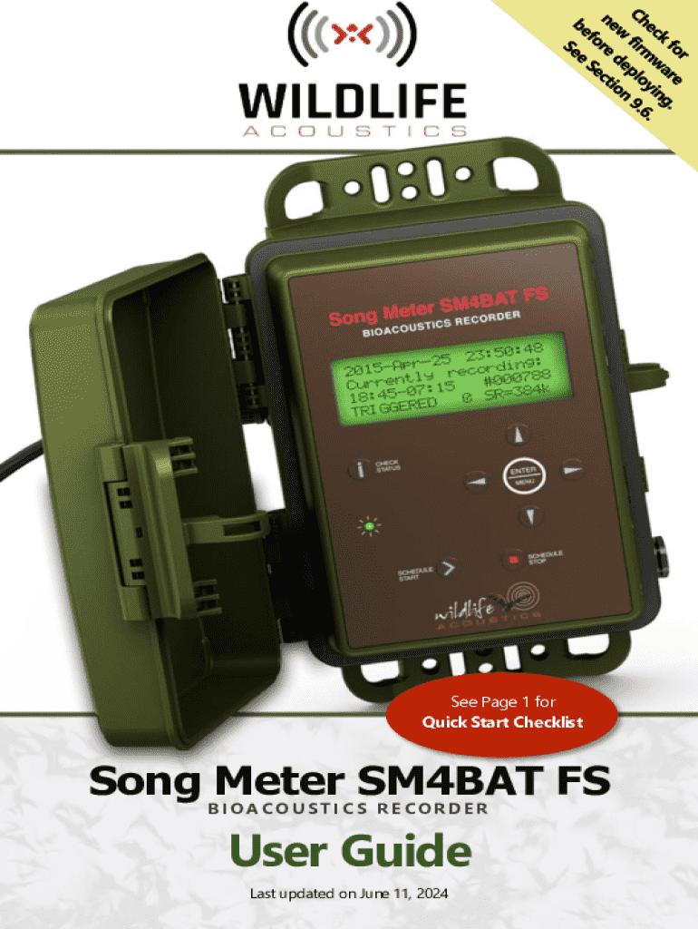 Fillable Online Song Meter SM4BAT-FS Ultrasonic Bat Detector Fax Email ...