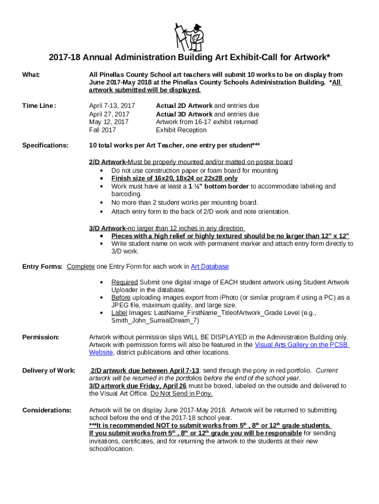 Annual Administration Building Art Exhibit Call for Artwork Doc Template | pdfFiller