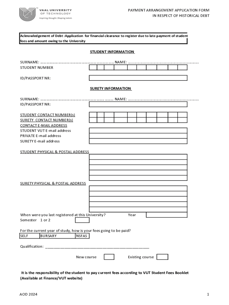 Fillable Online payment arrangement application form in respect of ... Fax Email Print - pdfFiller