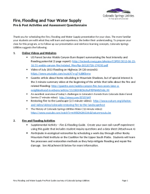 Fire, Flooding & Your Water SupplyData Sheet Doc Template | pdfFiller