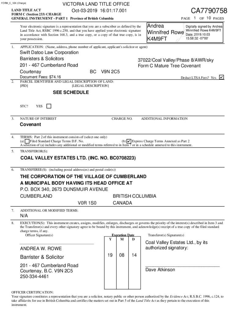 Fillable Online Understanding the Land Title Application Form C (Charge).mp4 Fax Email Print ...