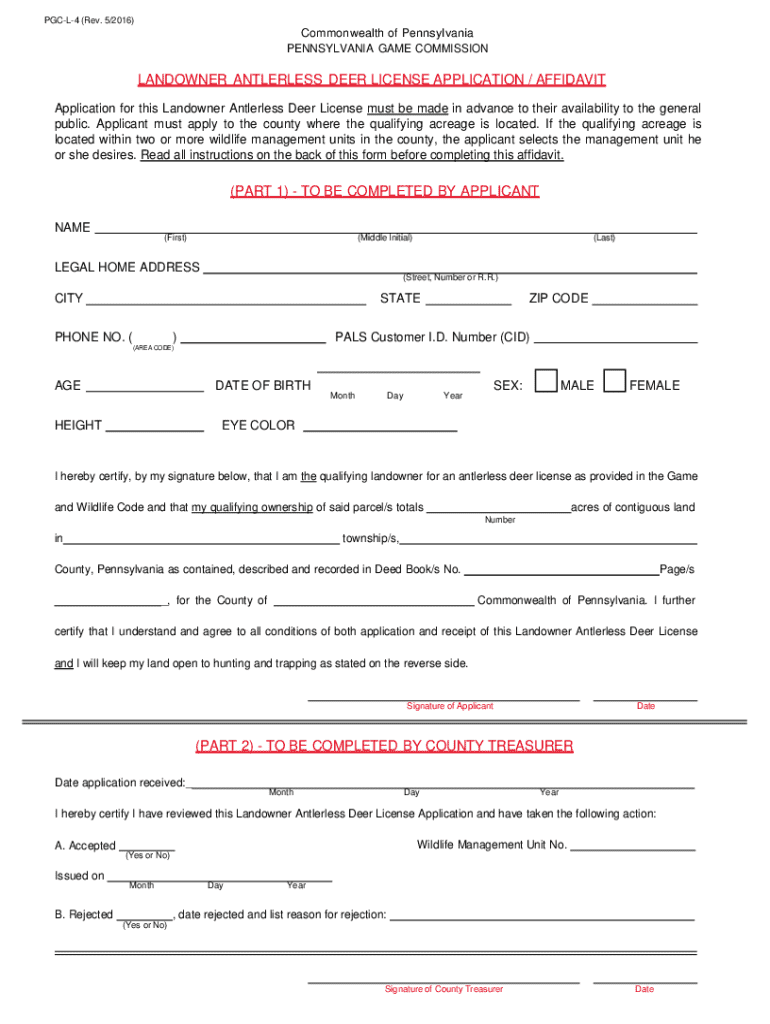 Fillable Online landowner antlerless deer license application ...