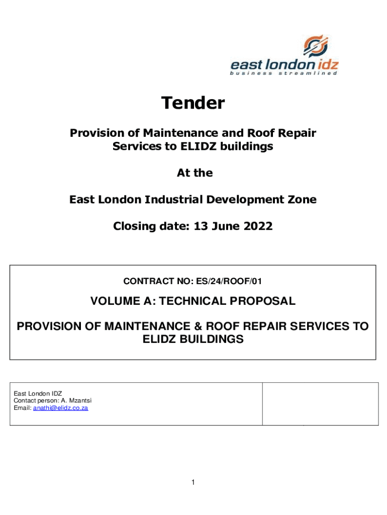 Fillable Online Tenders available at the East London Industrial ... Fax Email Print - pdfFiller