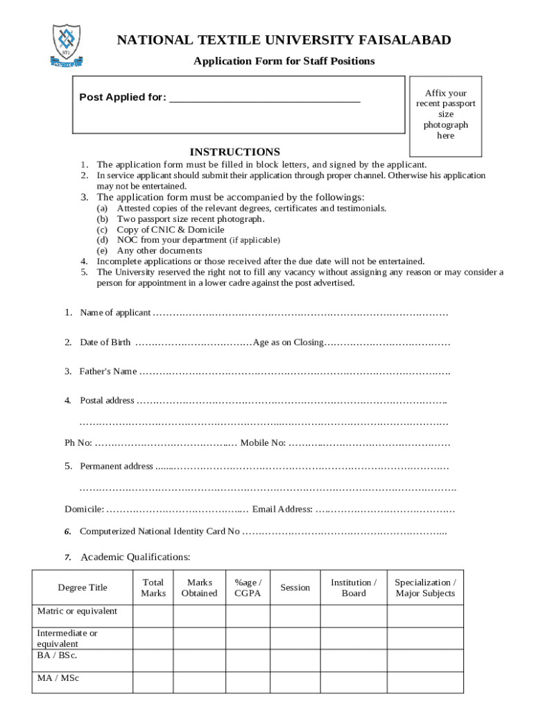 Staff Job Application Doc Template | pdfFiller